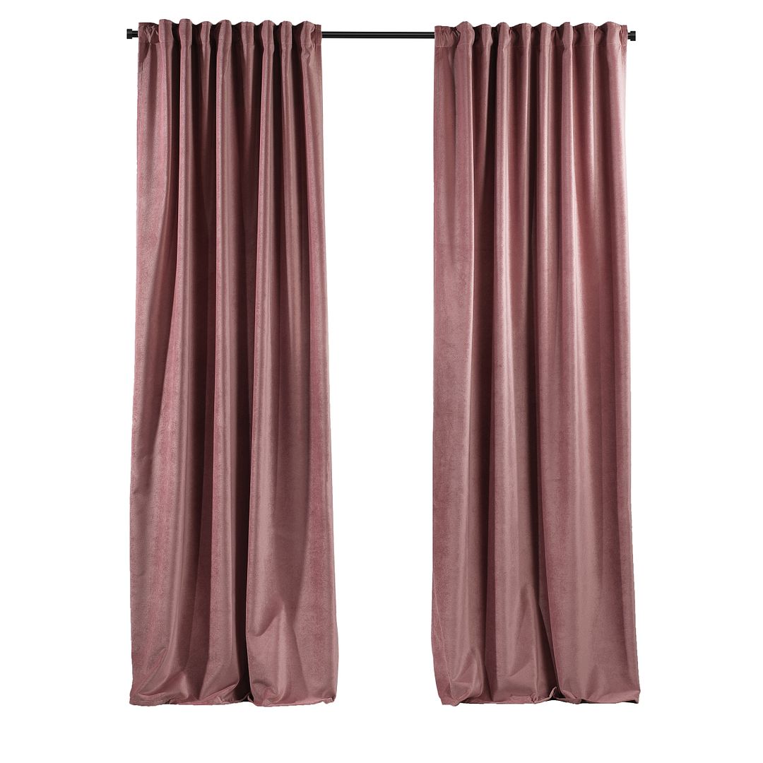 Cortina de Terciopelo Extra Larga de 1 Panel Rosa Rojizo 140*350 ...