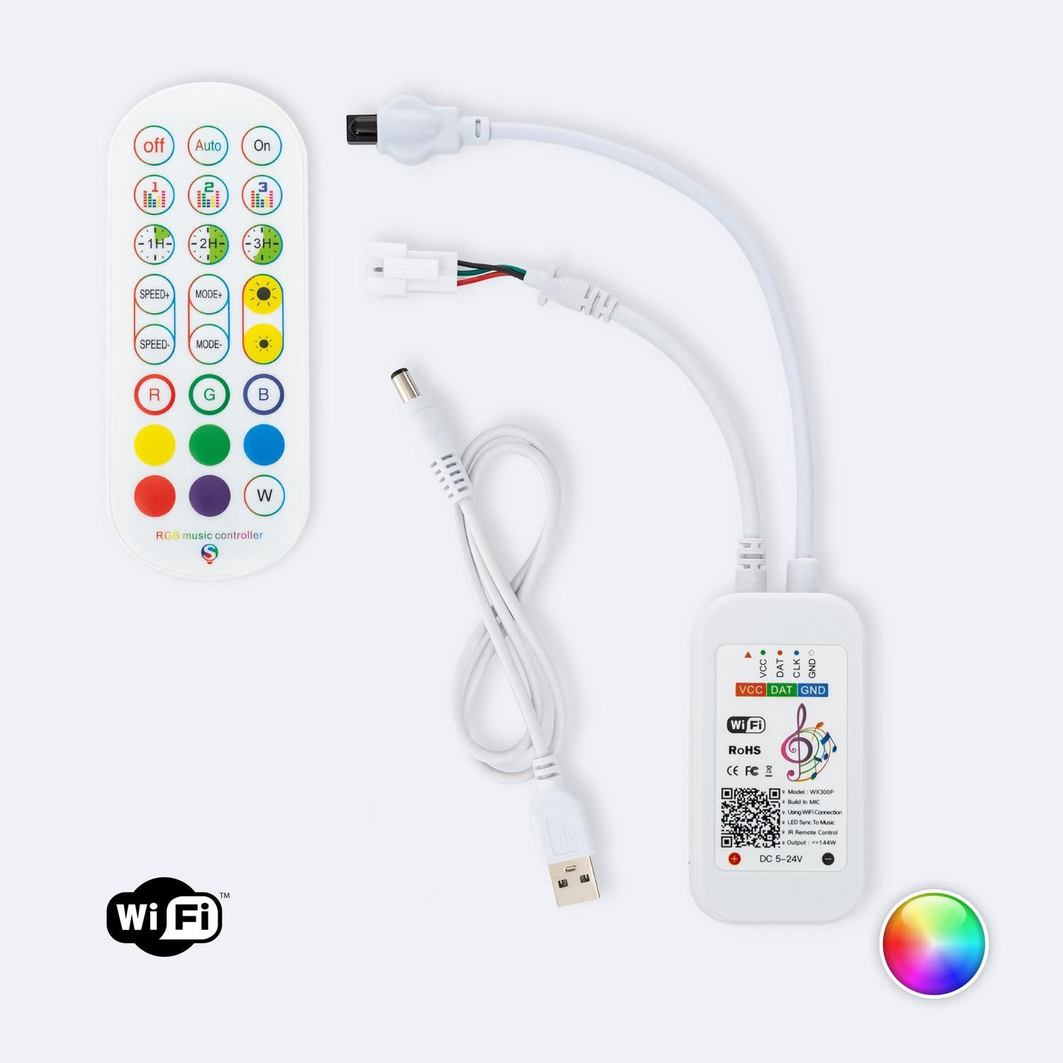 Ledkia Controller Regolatore Tuya Wi-Fi Strisce LED RGB Digital SPI 5 ...