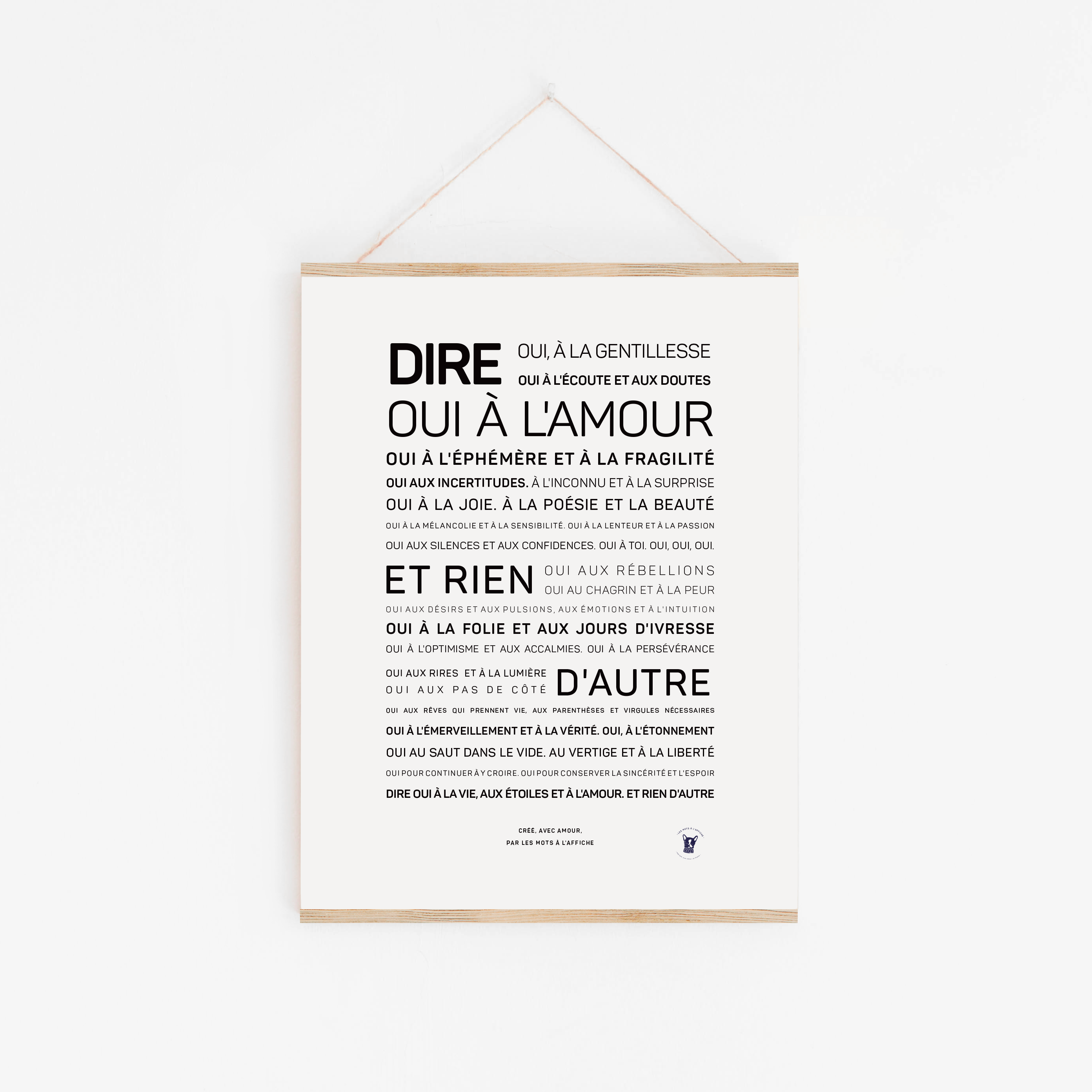 Affiche imprimée A4 "Dire oui à l'amour" (Poster) 21 x 29.7 cm | Leroy ...