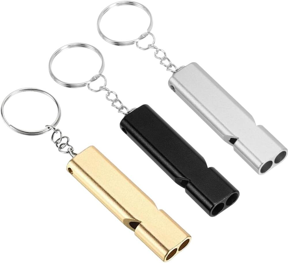 Silbatos de emergencia de 3 piezas, de metal de doble tubo, plateados ...