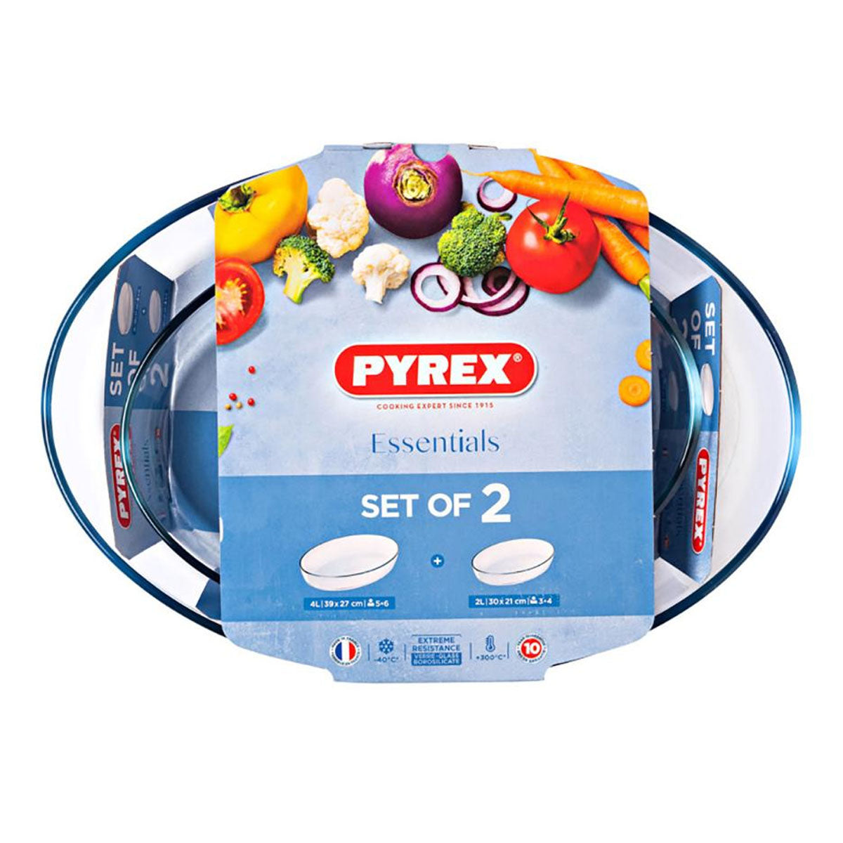 PYREX Essentials - Set de 2 Fuentes Ovaladas en Vidrio Boro, Aptas para ...