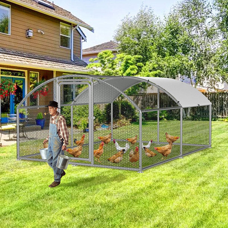 Gallinero con cúpula 3x4x2 m, acero galvanizado, techo PE impermeable y ...