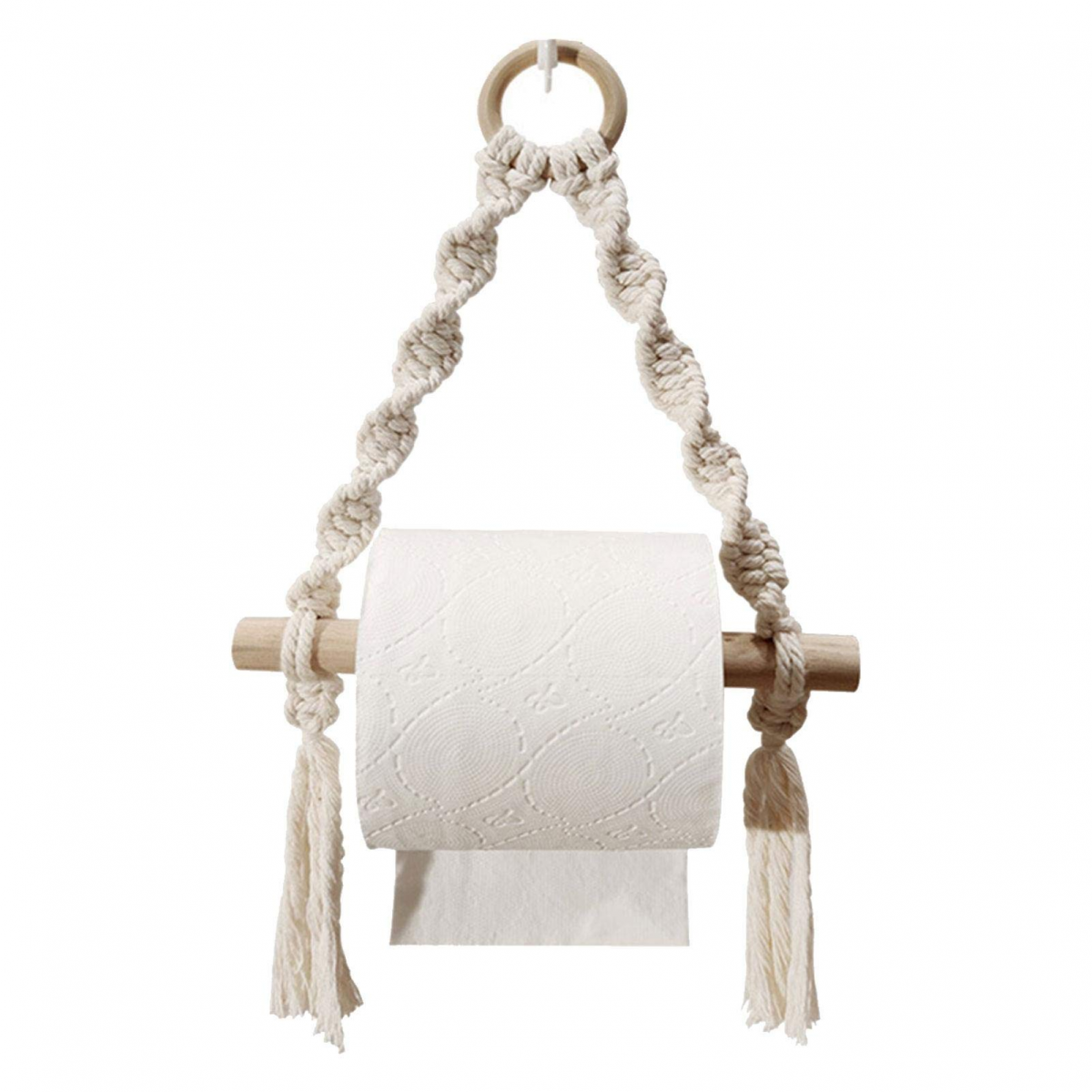 Soporte para papel higiénico, porta rollo de papel de baño en macramé ...