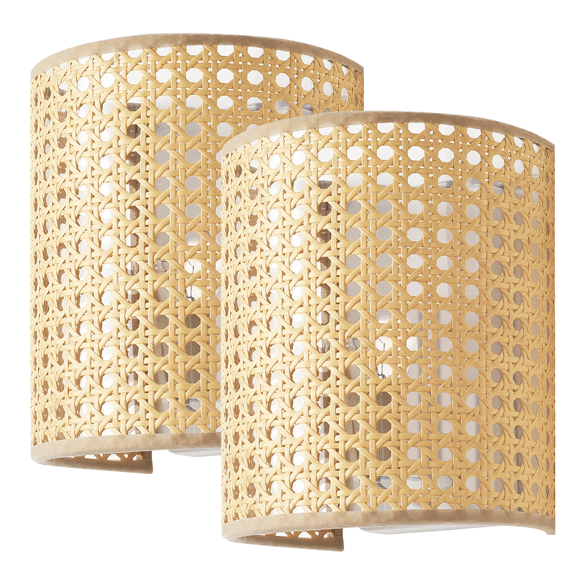 Lot de 2 appliques murales Ascot E27 20 x 16 x 12 cm blanc aspect rotin ...