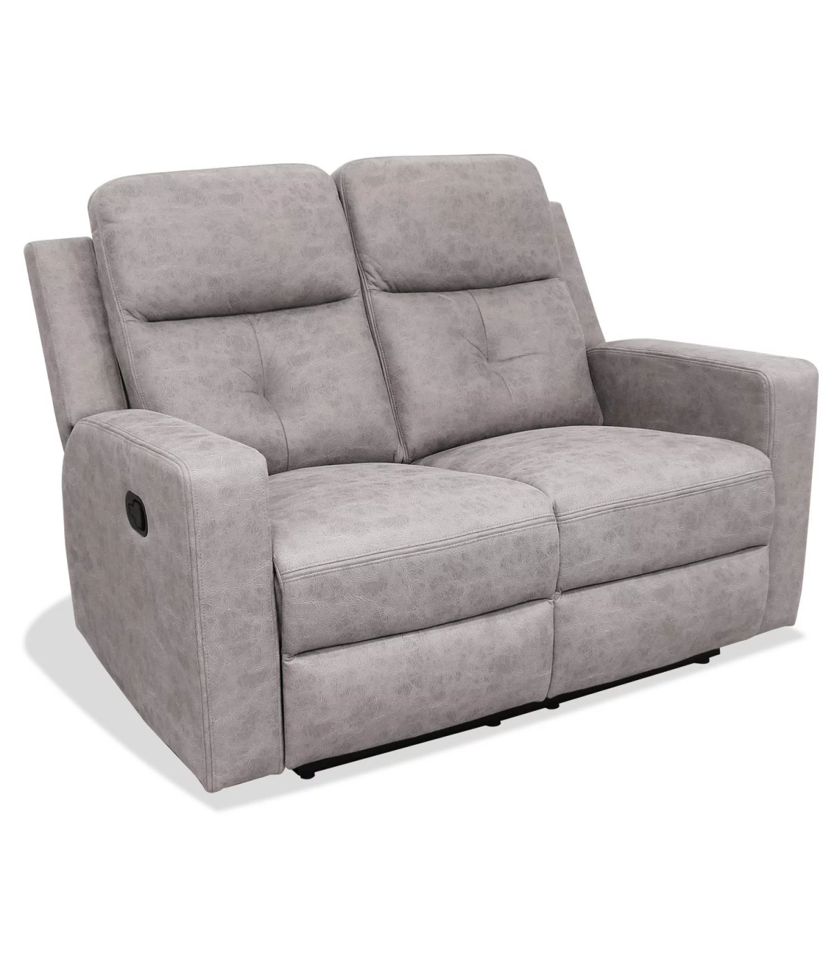 Sofá dos plazas relax con palanca Nadal tapizado textil cemento, 136cm(Ancho) 90cm(Fondo ...