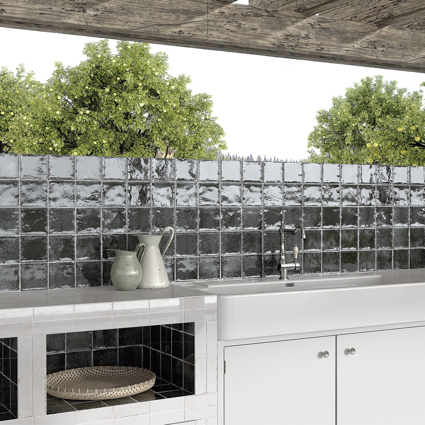 Azulejo interior y exterior. Porcelánico Premium Serie Nissel Black ...