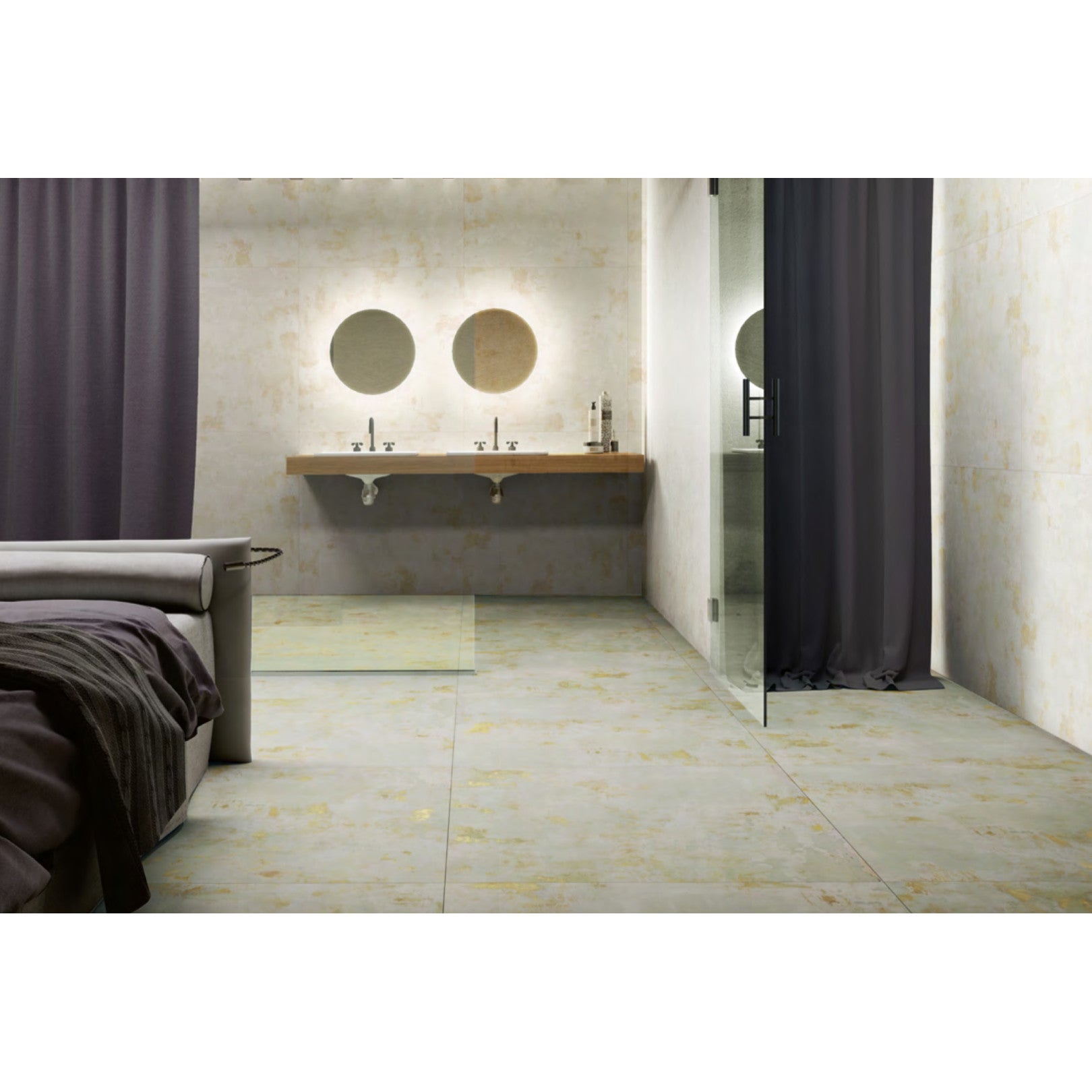 Carrelage effet métal Mood 100x100cm Ivoire - Naturel - boîte de 0.99 ...