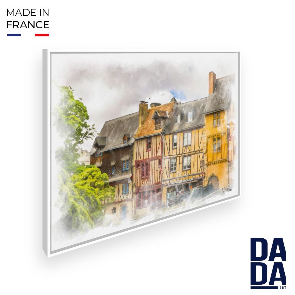 Tableau Maisons à colombages de Le-mans / 45x60cm / Cadre Blanc ...