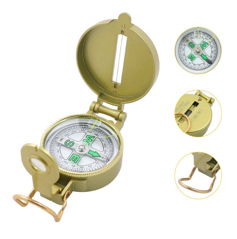 Boussole 4 en 1 - Boussole, ligne de visée, loupe, anneau de suspension ...
