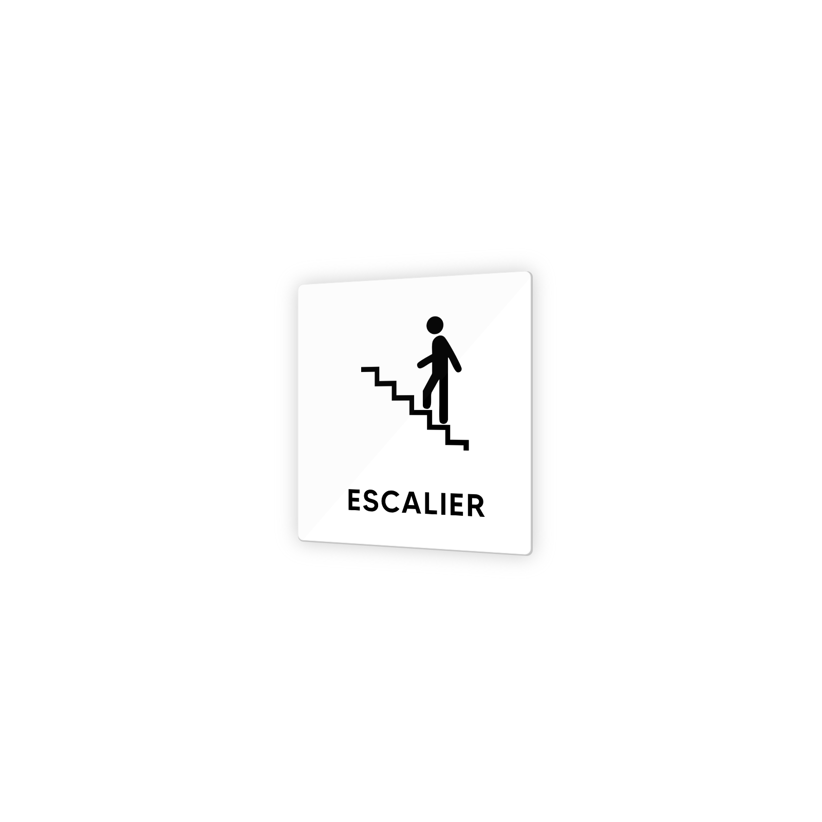Pictogramme Escalier Gauche - Panneau Signalétique PMMA Noir Mat ...