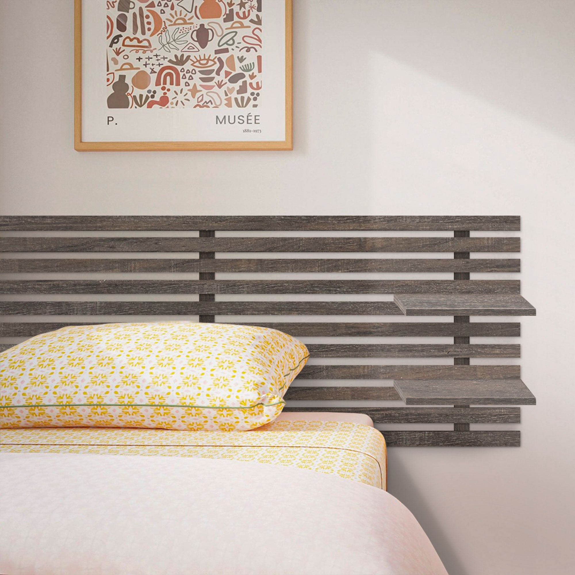 DHOME Cabecero con Estantes de Madera reciclada DM Colgante Pared ...