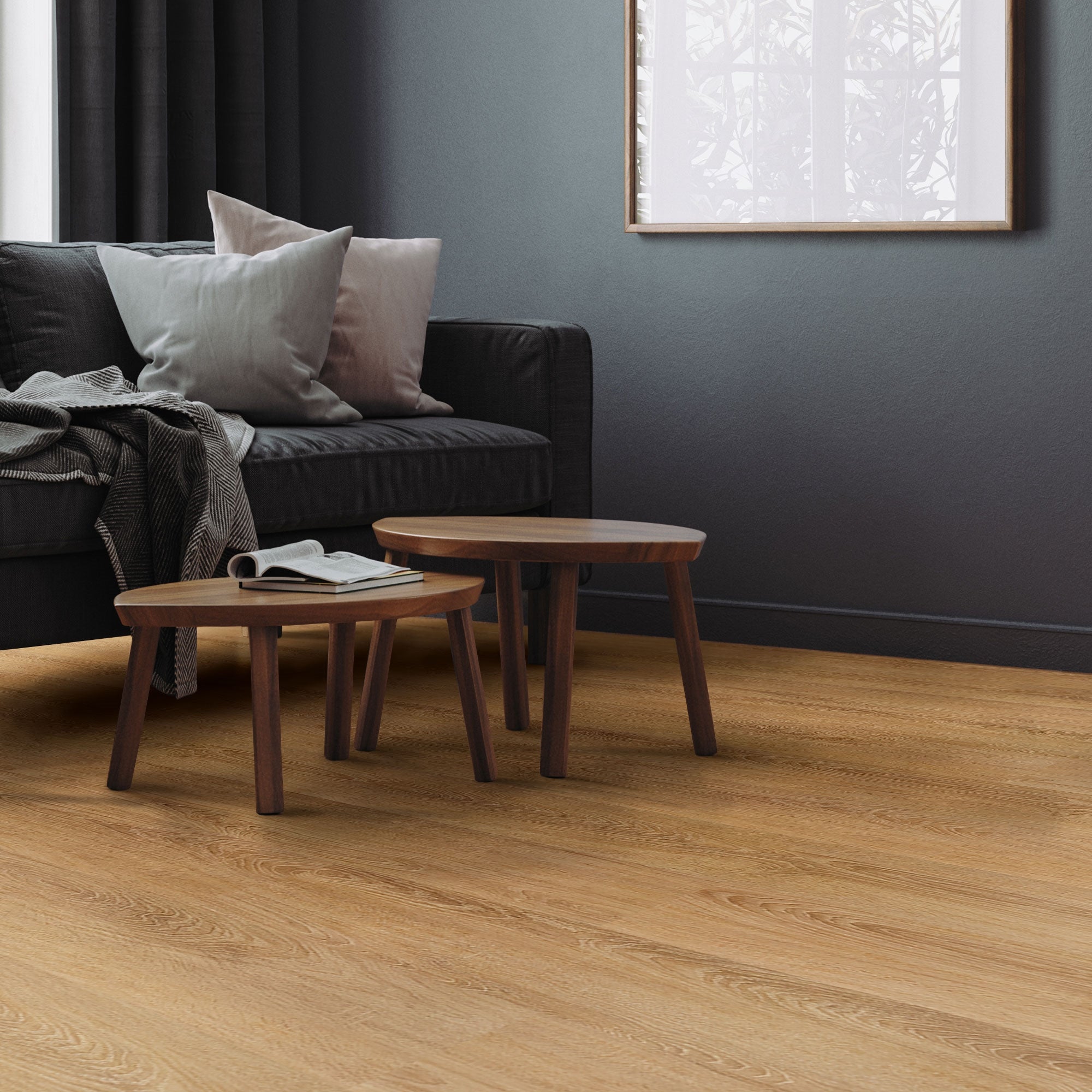 Revêtement de sol clipsable en vinyle 122cm x 18cm x 4,2mm 4,62m²/21 ...