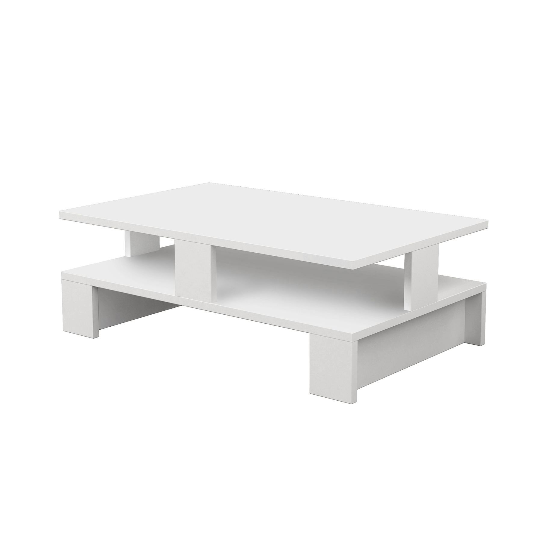 Mesa de centro 2 niveles color Blanco. (Alto 28 cm/Ancho 80 cm/Fondo 50 cm) | Leroy Merlin