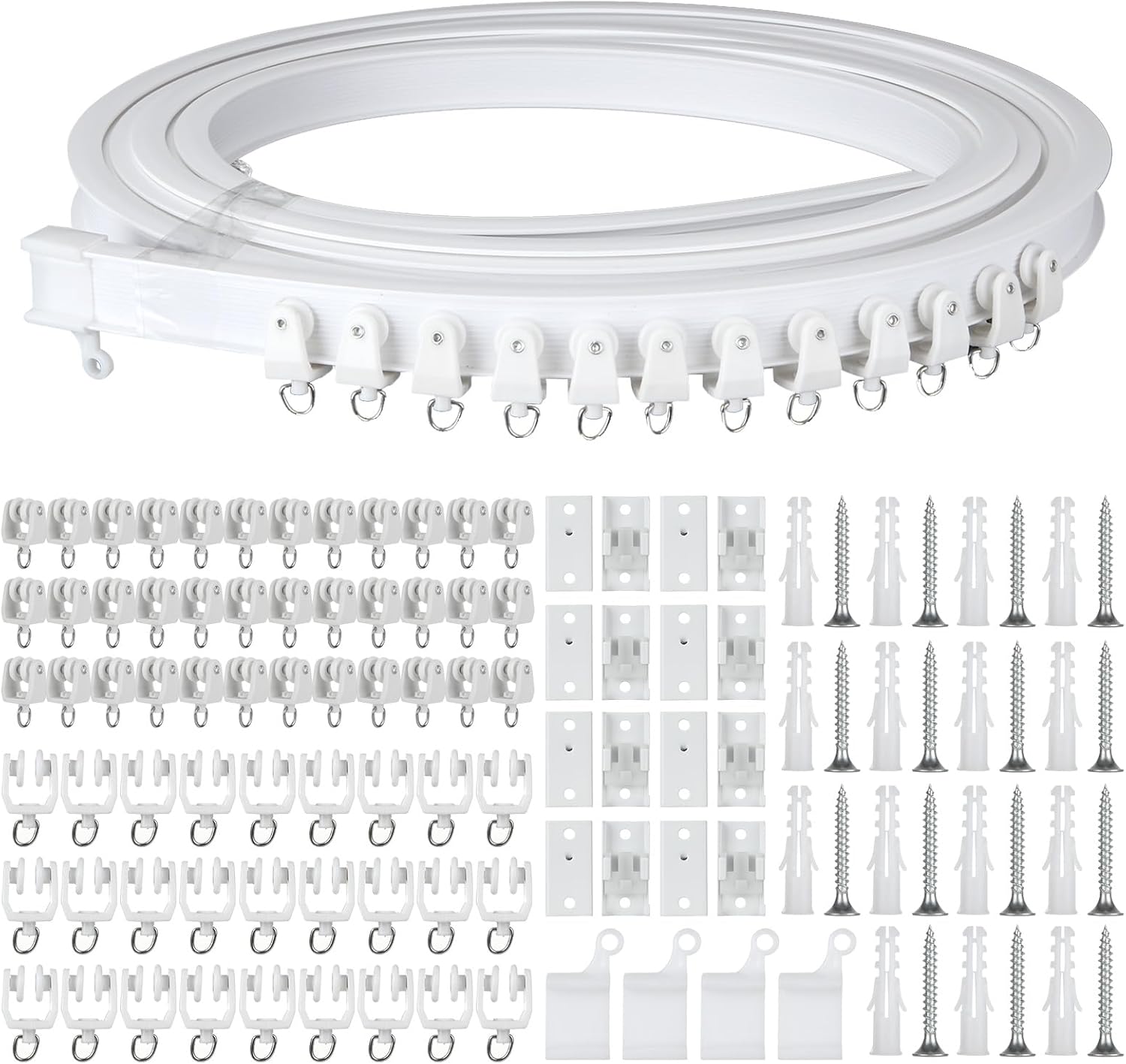 Rail à rideau flexible de 5 m - Blanc - Avec accessoires de montage ...