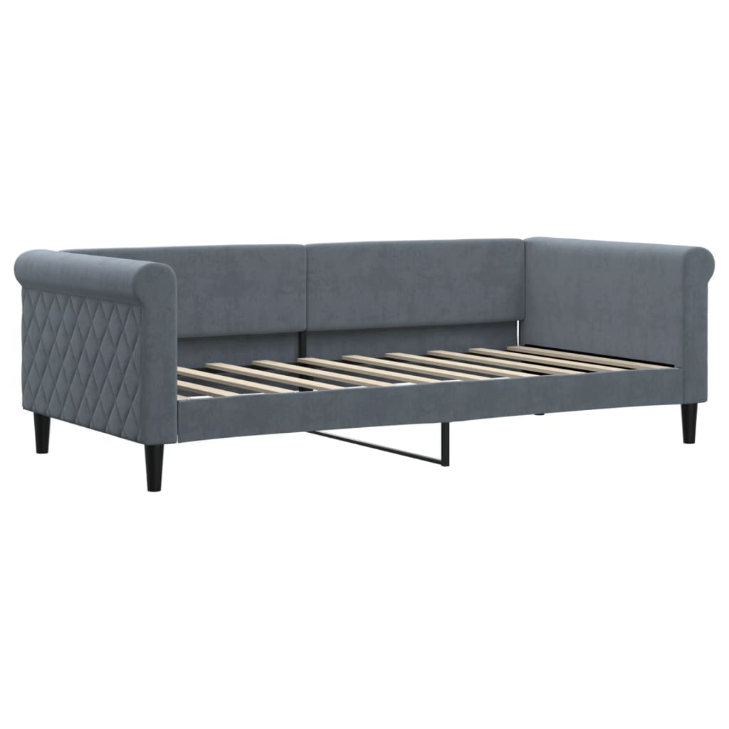Lit simple | Lit adulte | Lit de repos gris foncé 90x190 cm velours ...