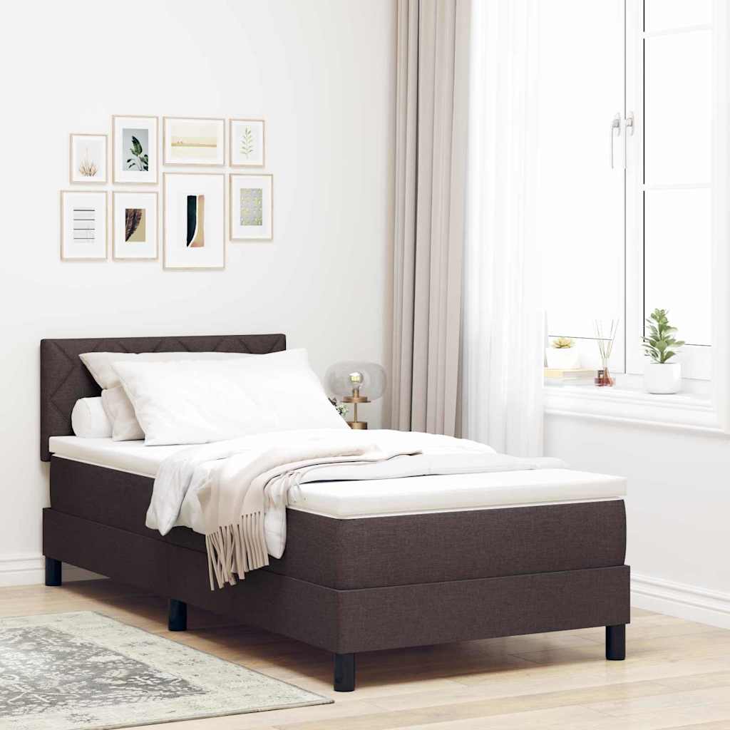 Lit à ressorts avec matelas Marron foncé 90 x 200 cm tissu | Leroy Merlin