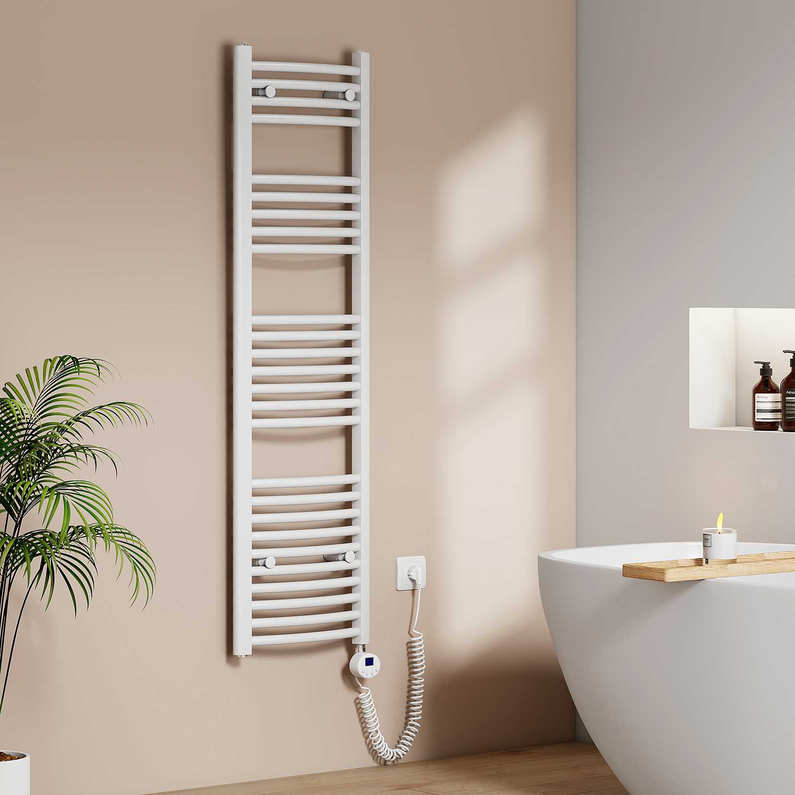 EMKE Scaldasalviette elettrico H.140 × L.40 cm con elemento riscaldante ...