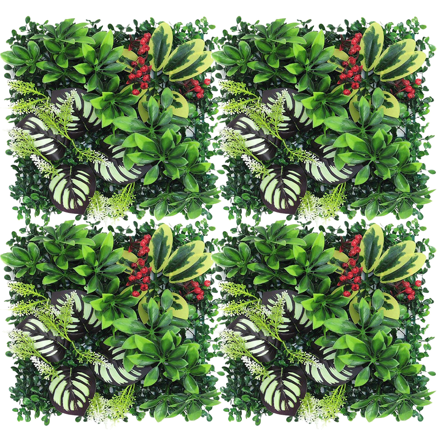 Paquete de 4 muros verdes artificiales, setos artificiales, valla decorativa y para mayor ...