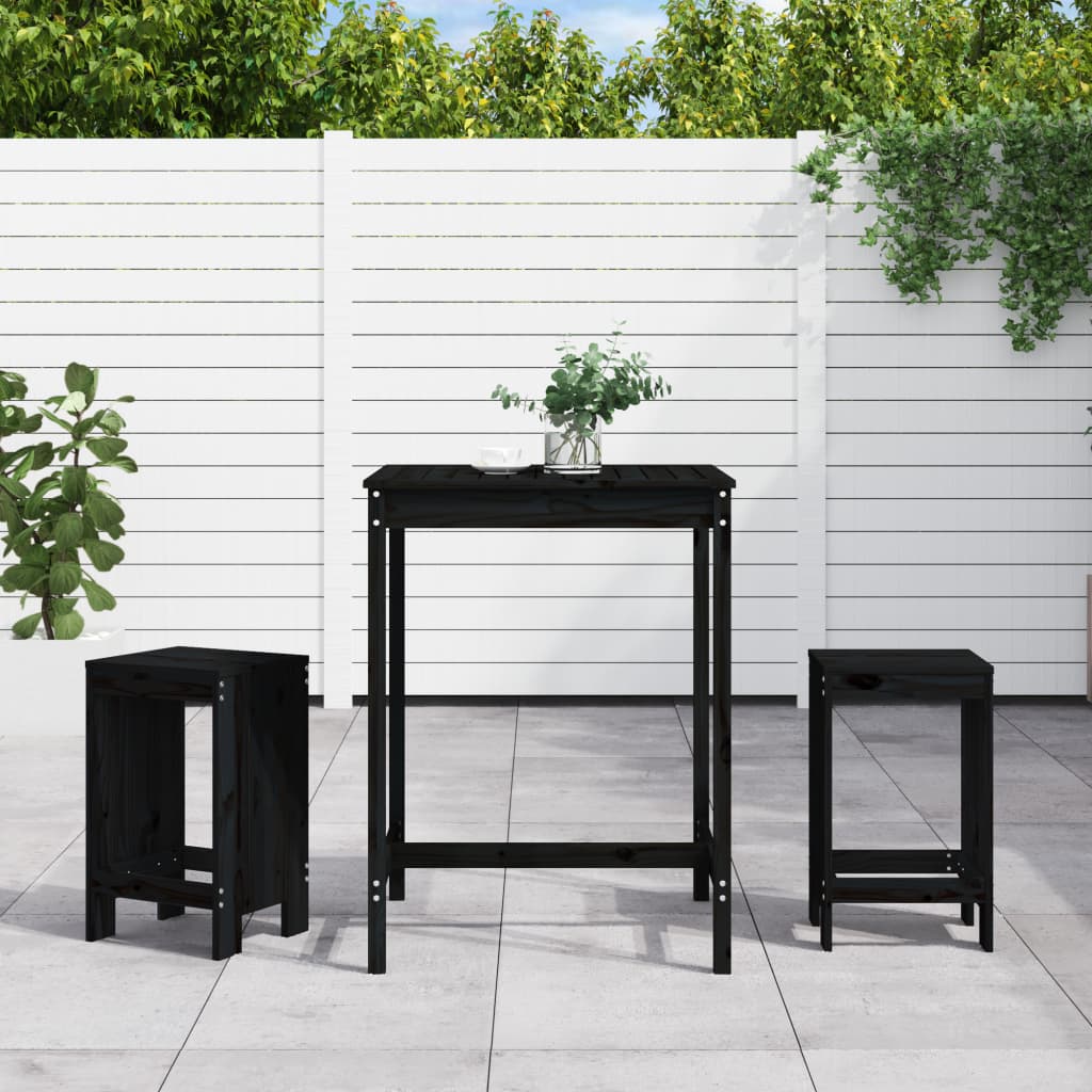 Maison Exclusive - Set de mesa y taburetes altos jardín 3 pzas madera ...