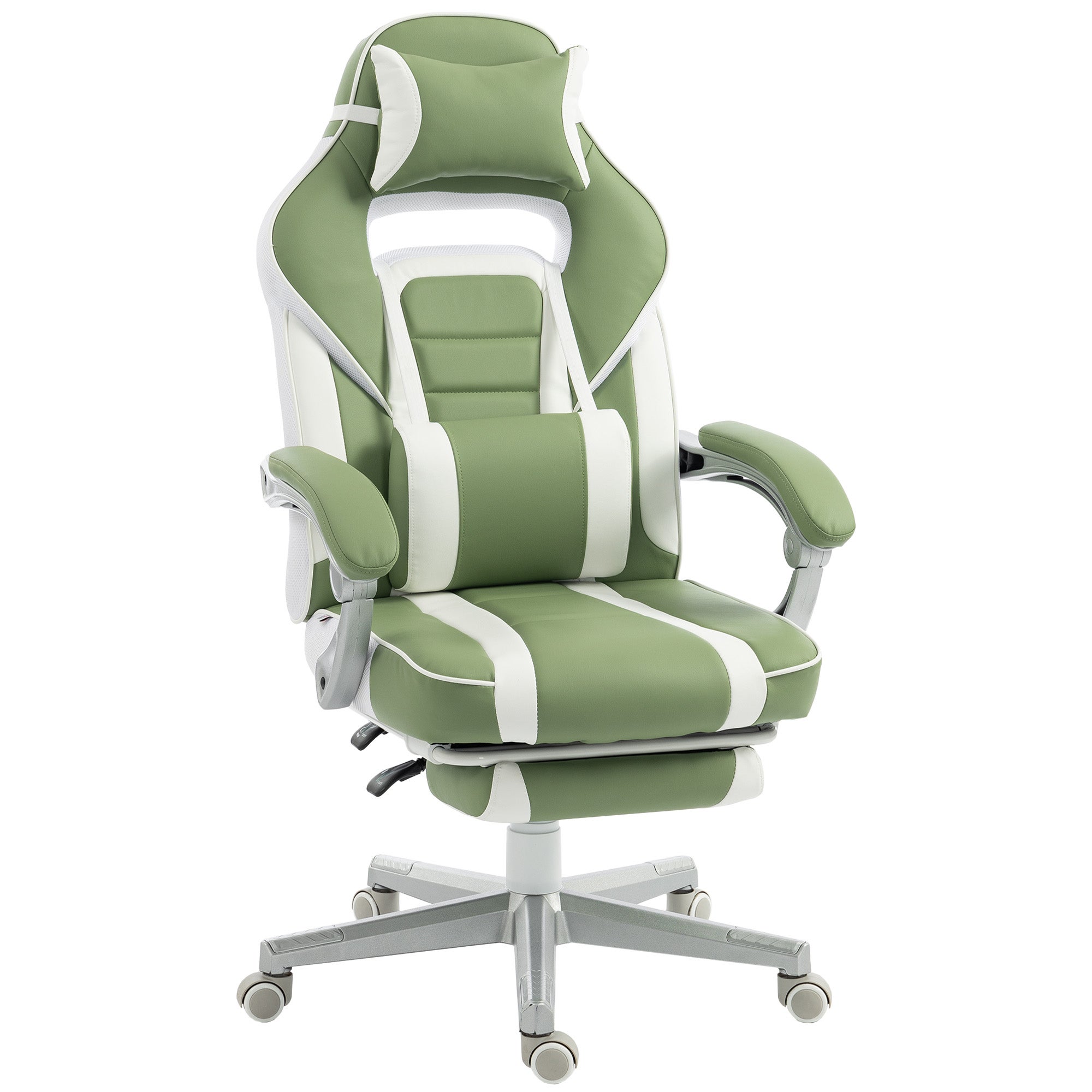 Chaise Gaming Verte Inclinable 150° avec Repose-Pieds Rétractable et ...