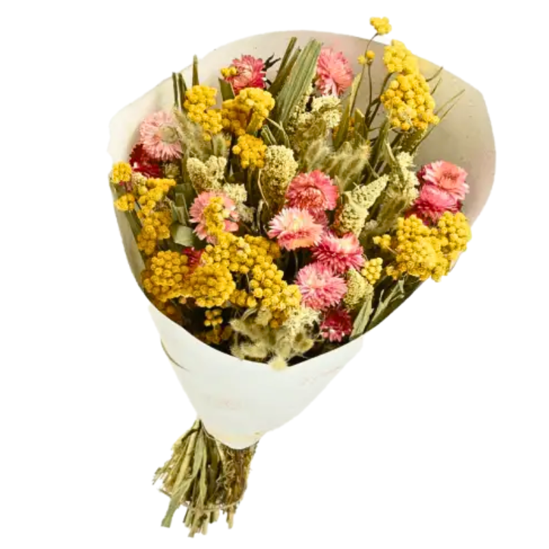 Bouquet de Fleurs séchées Prestige Mix Jaune Rose 50 cm | Leroy Merlin