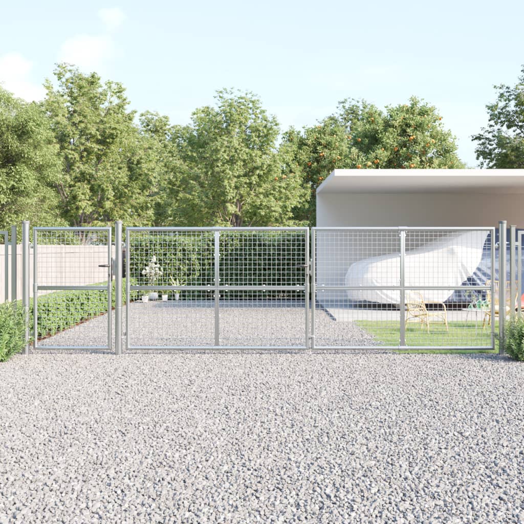 Vidaxl Puerta De Malla De Jardín Acero Galvanizado Plateado 500x175cm