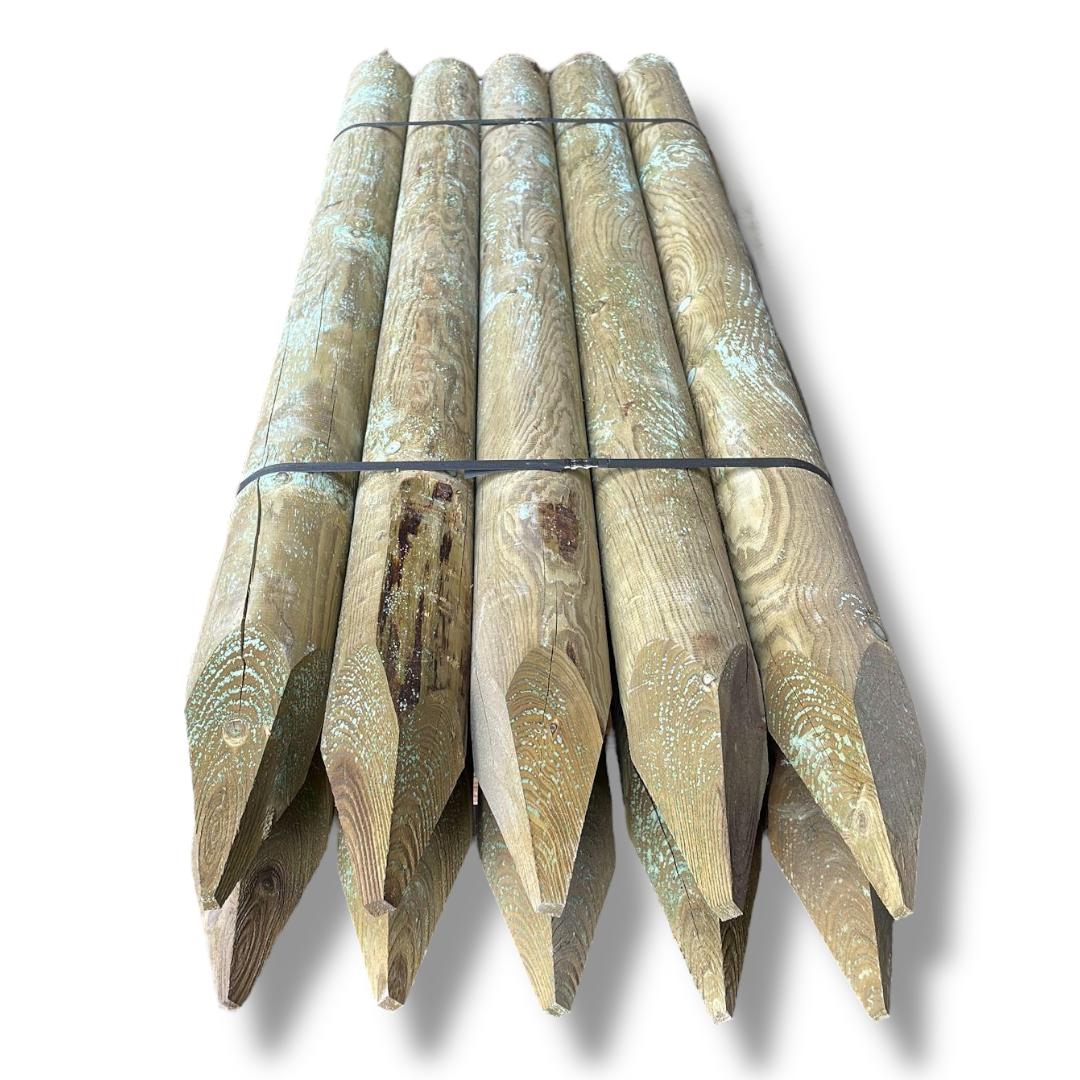 Pack de 10 poteaux ronds en pin traité avec pointe 100x2000 mm | Leroy ...