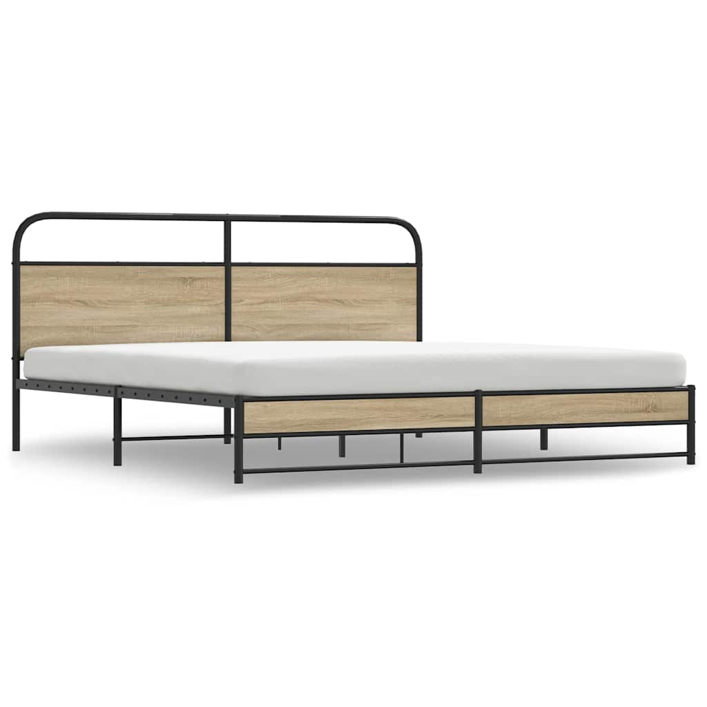 Cadre de lit en métal sans matelas chêne fumé 193x203 cm | Leroy Merlin