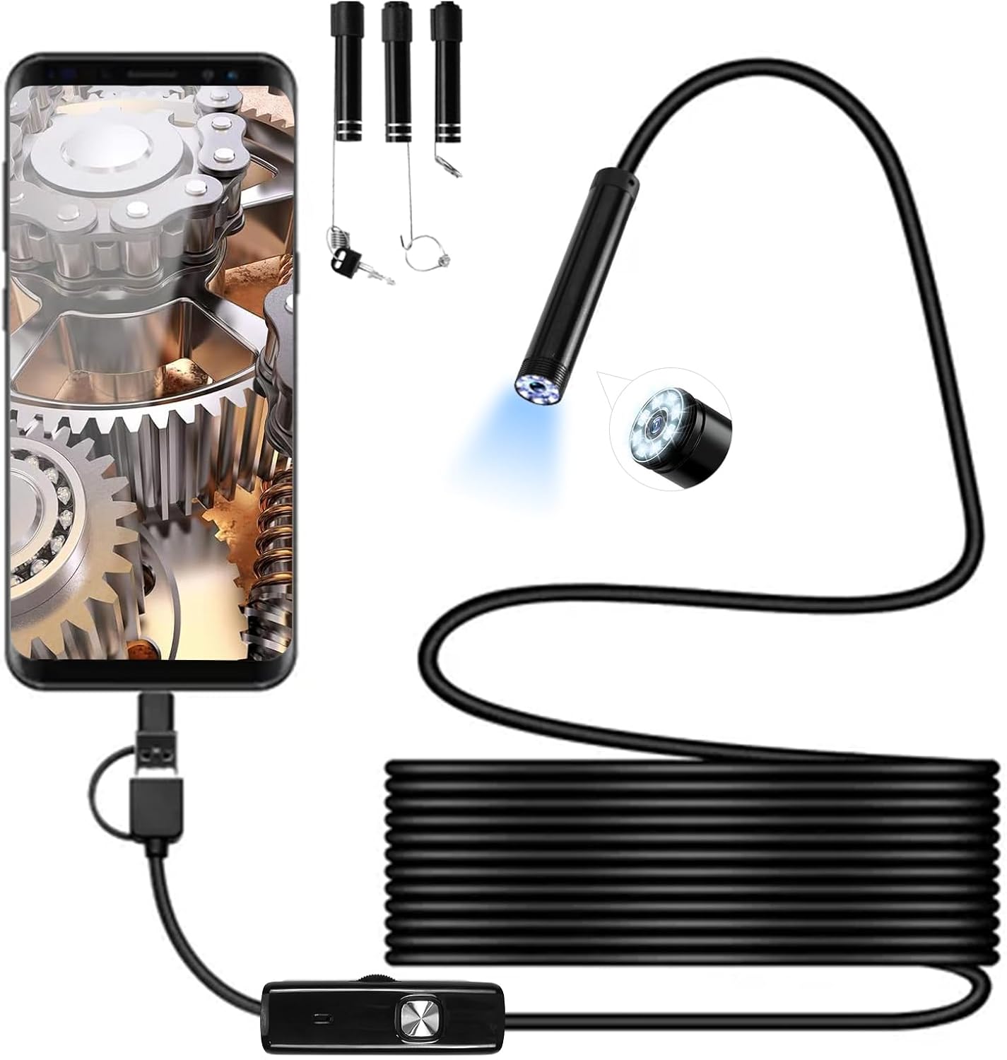 (5M)Caméra d'inspection de Serpent Endoscope , Endoscope Type C, caméra ...