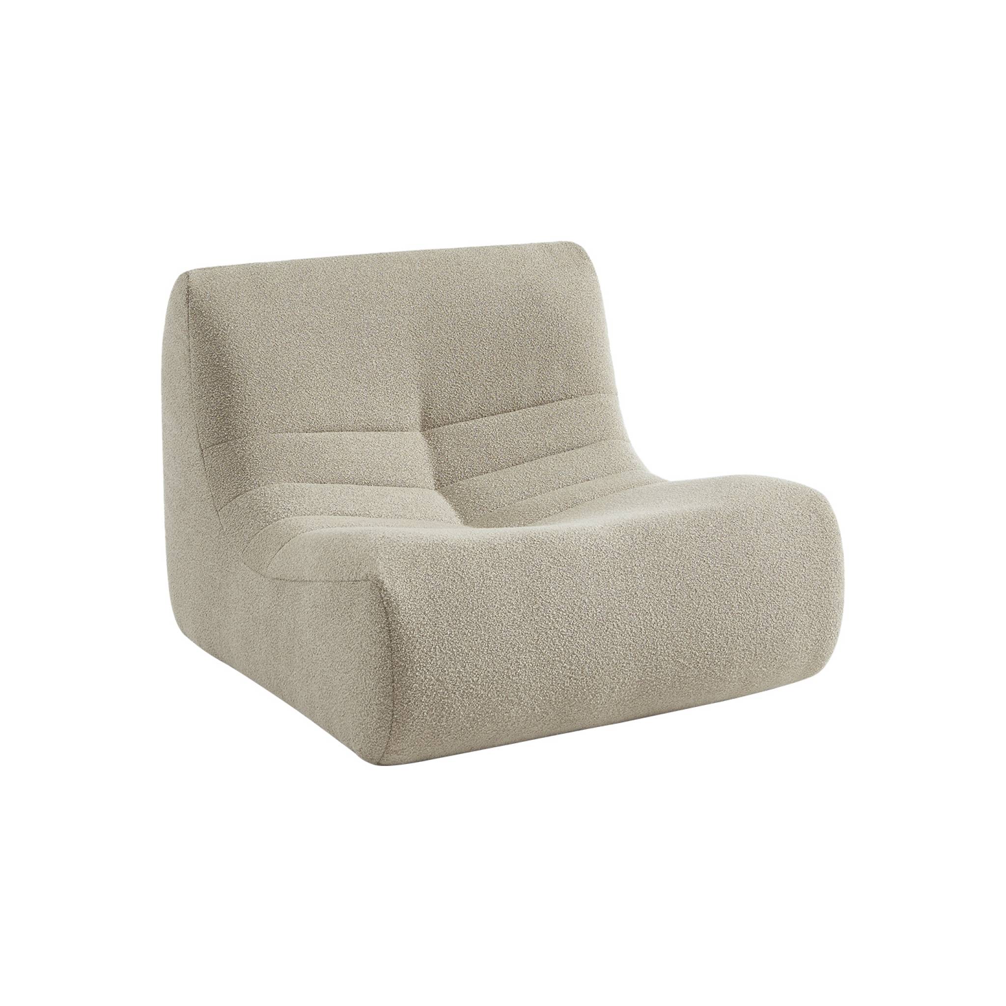 Fauteuil chauffeuse en bouclette texturée beige style contemporain 1 ...