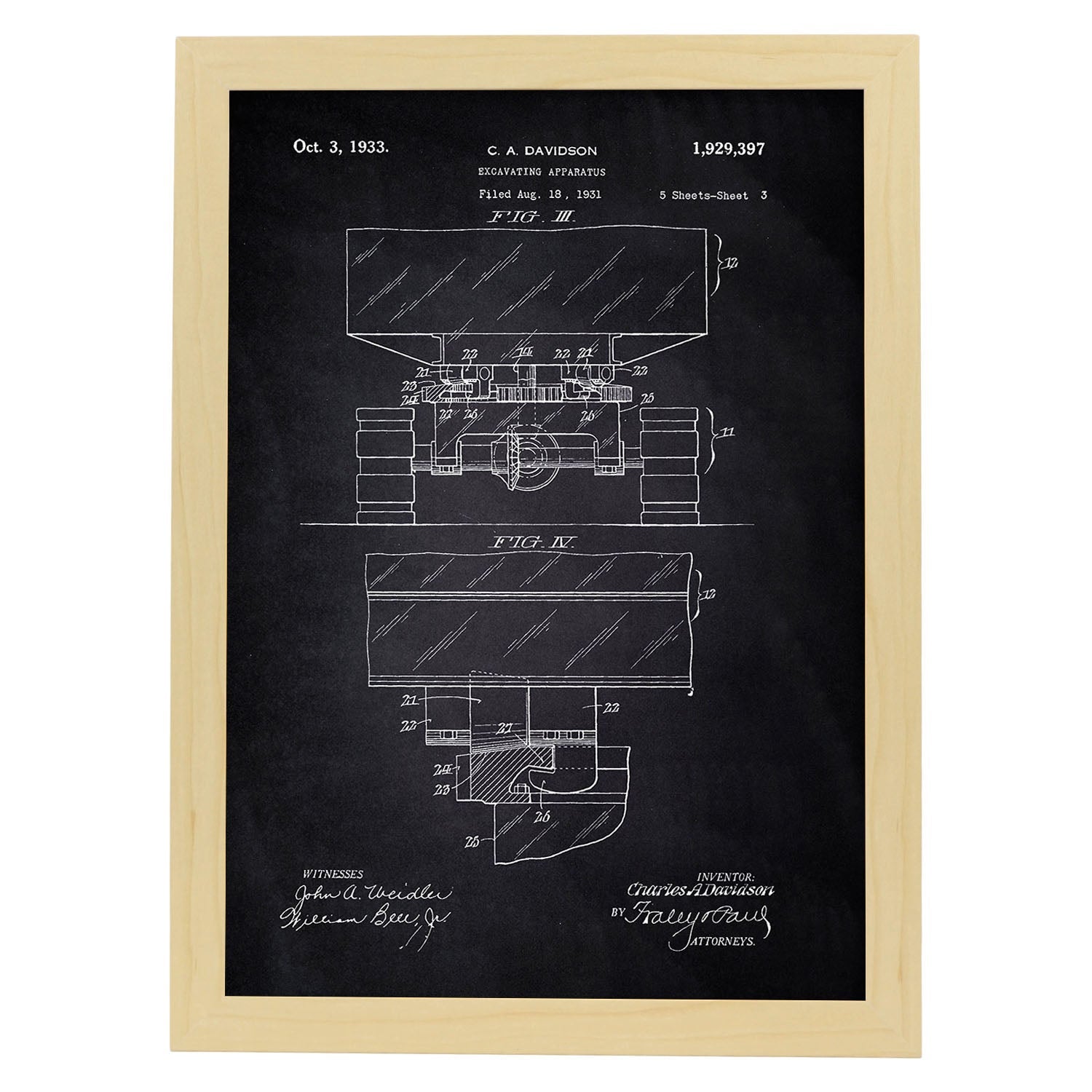 Affiche De Brevet D'excavatrice. Lémina Avec Old Patent Design Clean ...