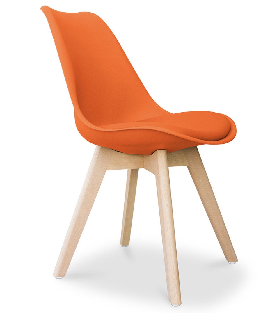 Chaise Tula style nordique - Assise en simili cuir et pieds en bois ...