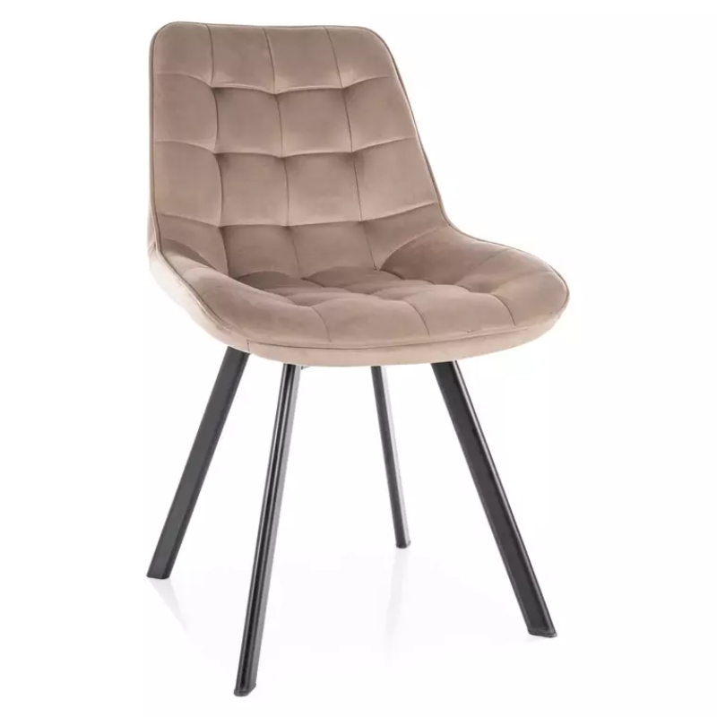 Chaise LOUPI en velours beige pivotante et pieds métal noir mat ...