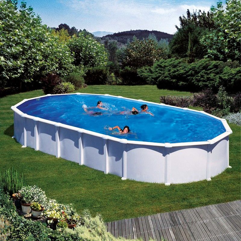 Piscine Haïti Acier Blanc 132cm Structure Galvanisée Anti UV Liner ...
