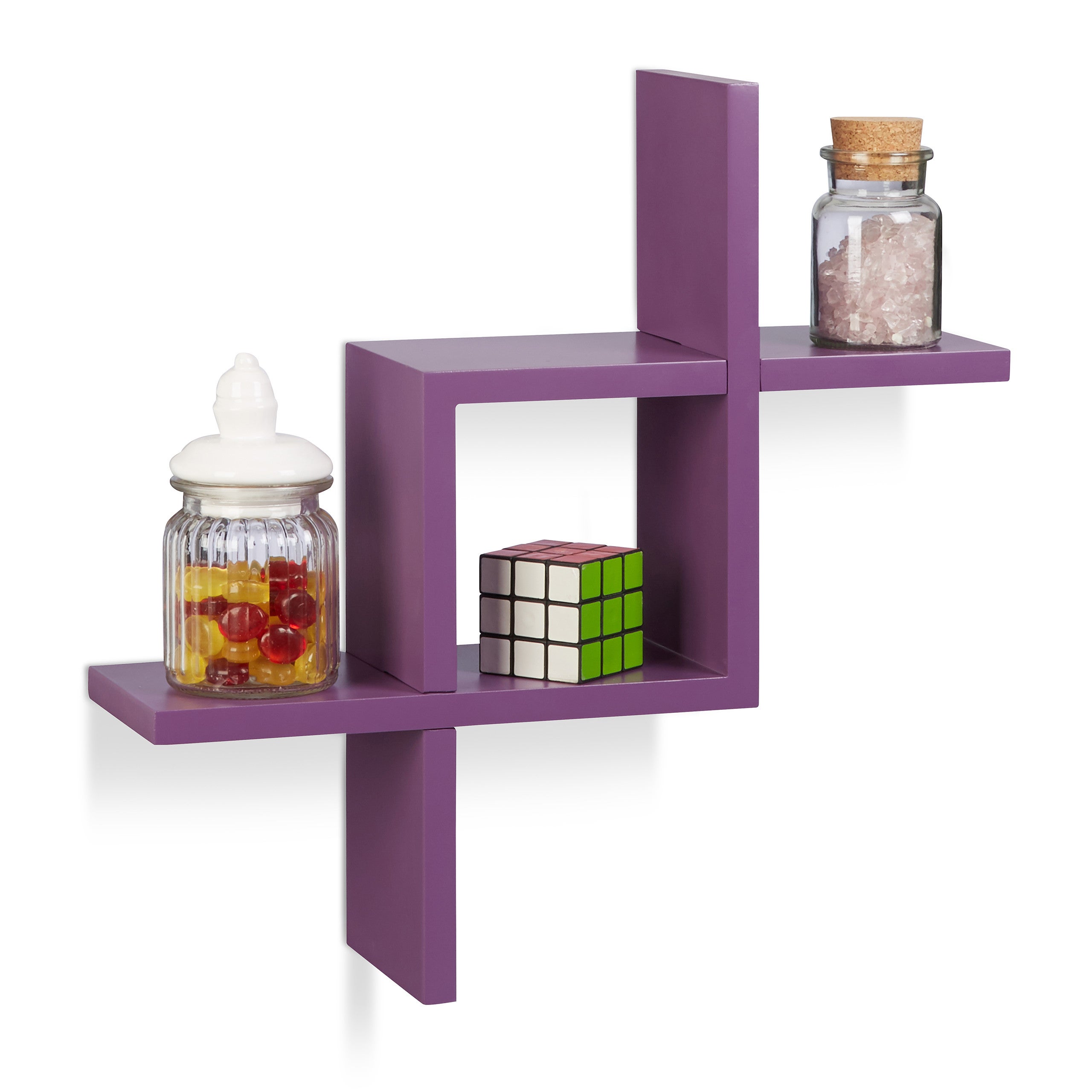 Relaxdays Étagère cube carré tablette flottante murale MDF compartiment ...