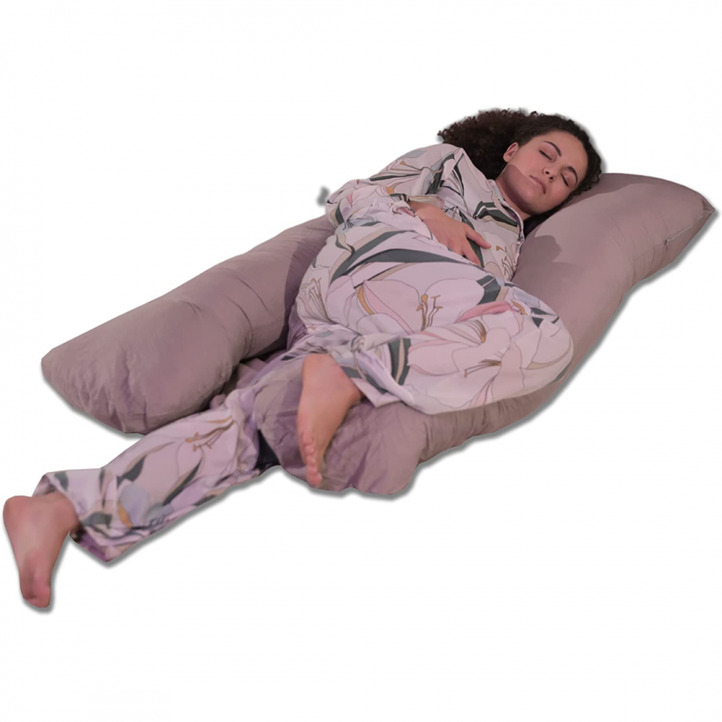 Coussin de grossesse déhoussable en coton BANANAIR 140x80 cm gris ...