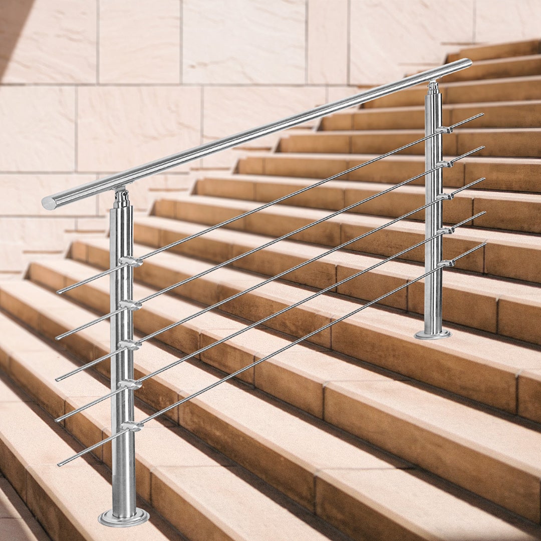 Rampe escalier acier inoxydable 160 cm avec 5 lisses, angle ajustable ...