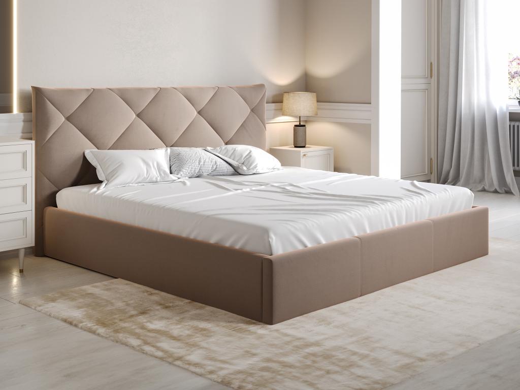 Letto con contenitore 180 x 200 cm Velluto Beige + Materasso - STARI di ...