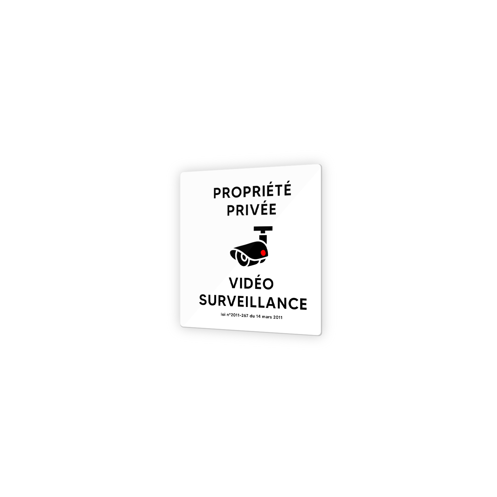 Panneau video surveillance - signalétique PMMA - noir, format 9x9 cm ...