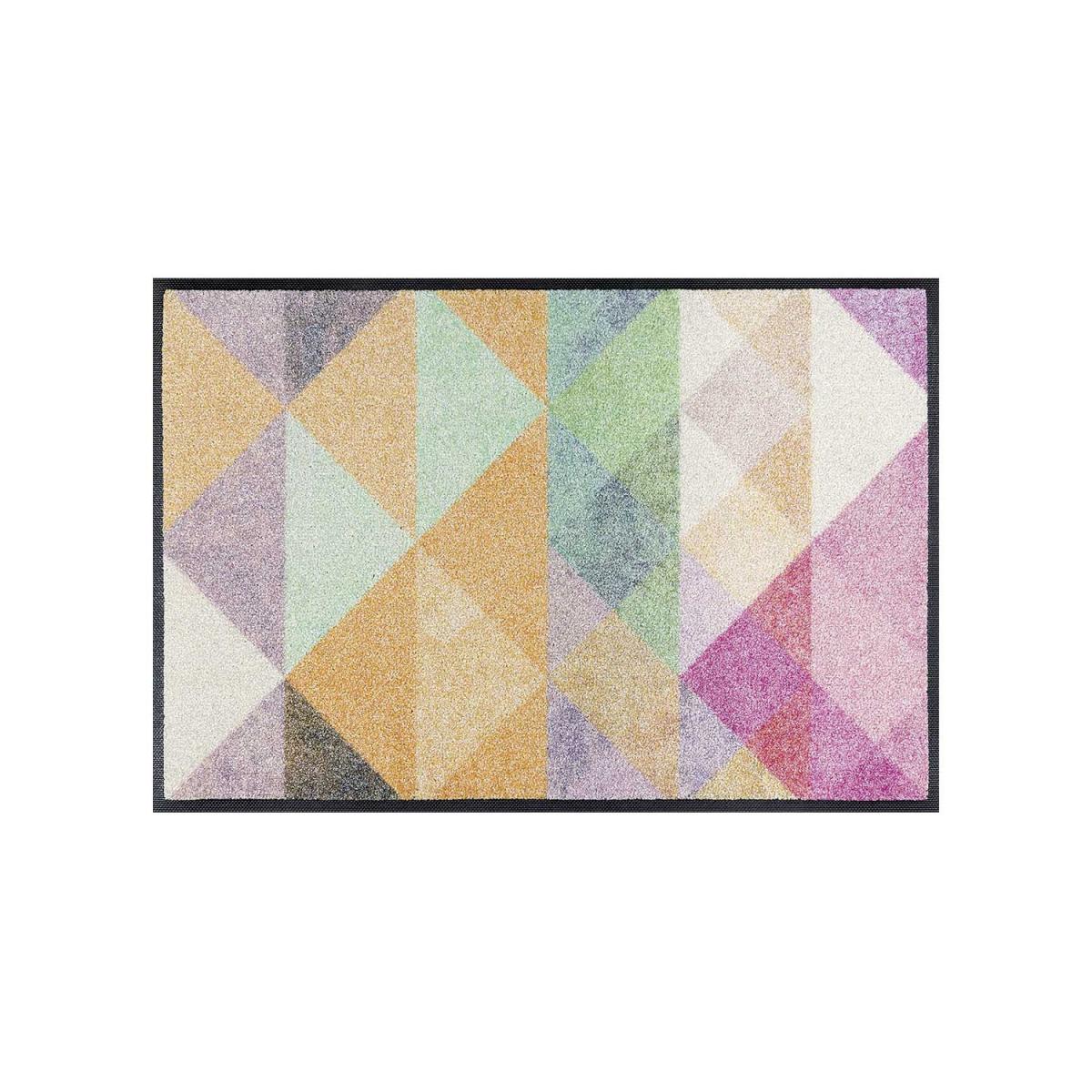 Tapis entrée 75x120 tissé multicolore rectangle motif pastel SANORA ...