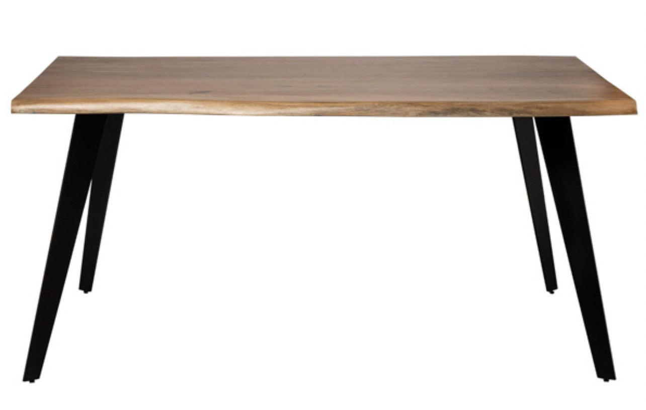 Table à manger Filko – Plateau en bois massif et pieds en métal noir ...