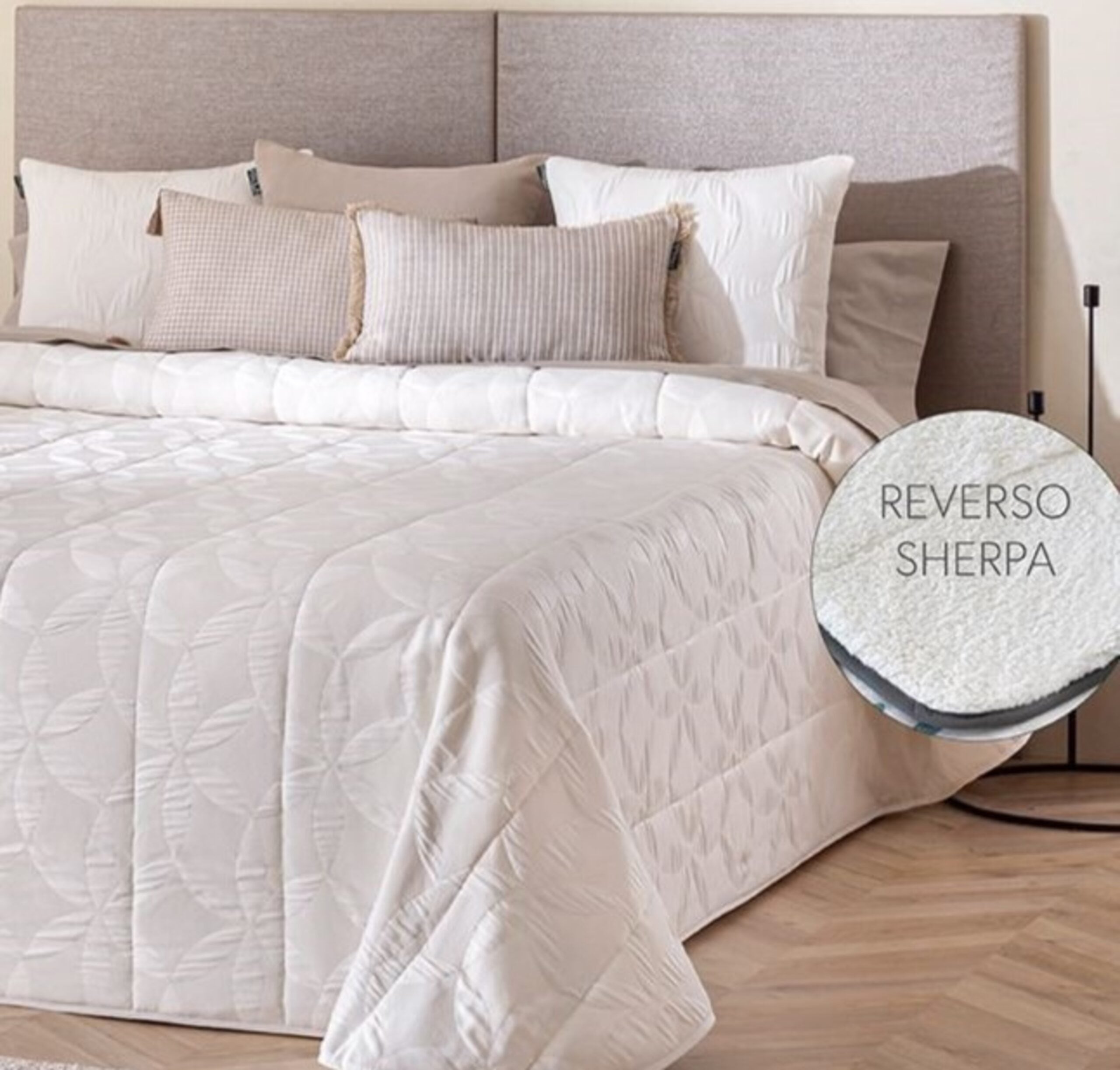 Edredón Jacquard con Reverso Sherpa Deva Blanco para cama de 160 cm ...