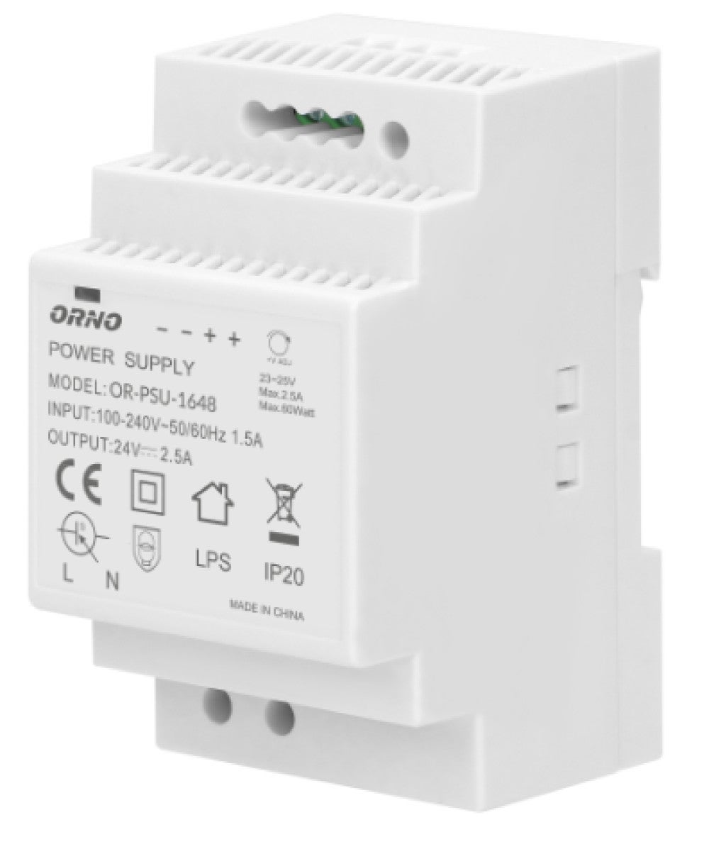 Alimentation rail DIN 24VDC 2.5A couleur blanche - Orno | Leroy Merlin