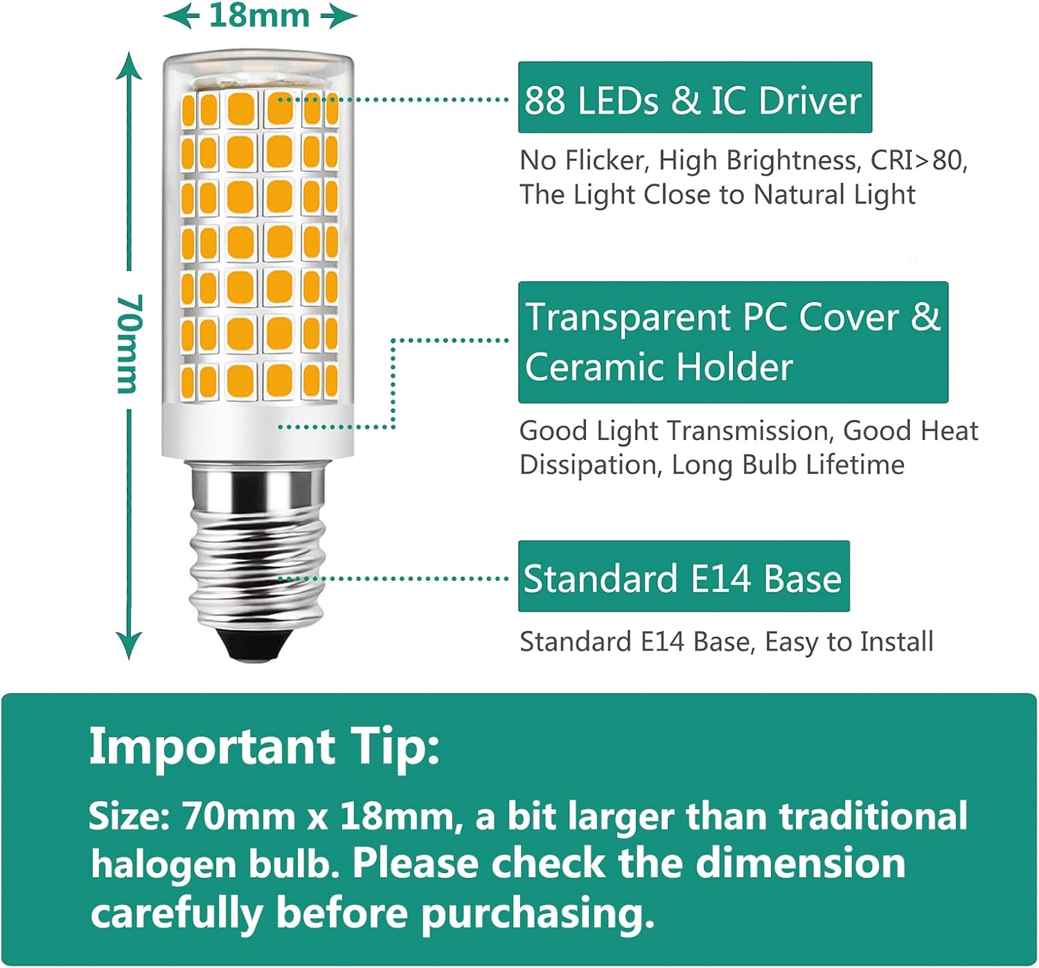 Bombilla E14 9W LED equivalente a una bombilla halógena de 75W, 750Lm ...