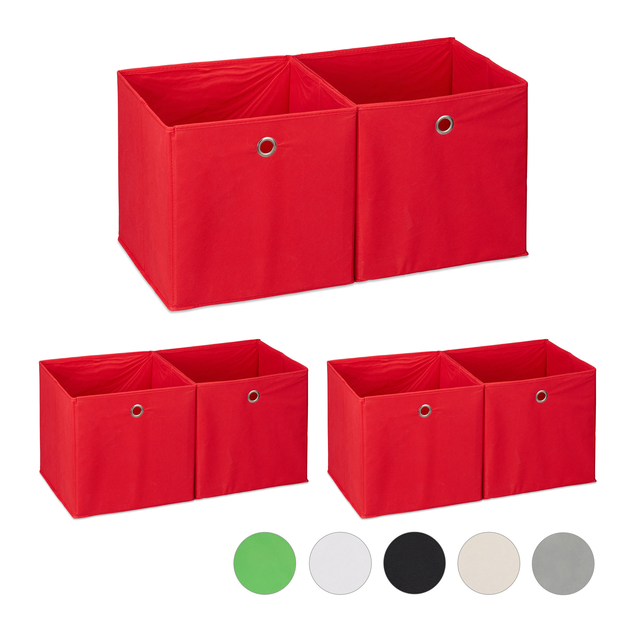 6x boîtes de rangement, carrées; en tissu, Cubique, 30x30x30 cm, rouge ...