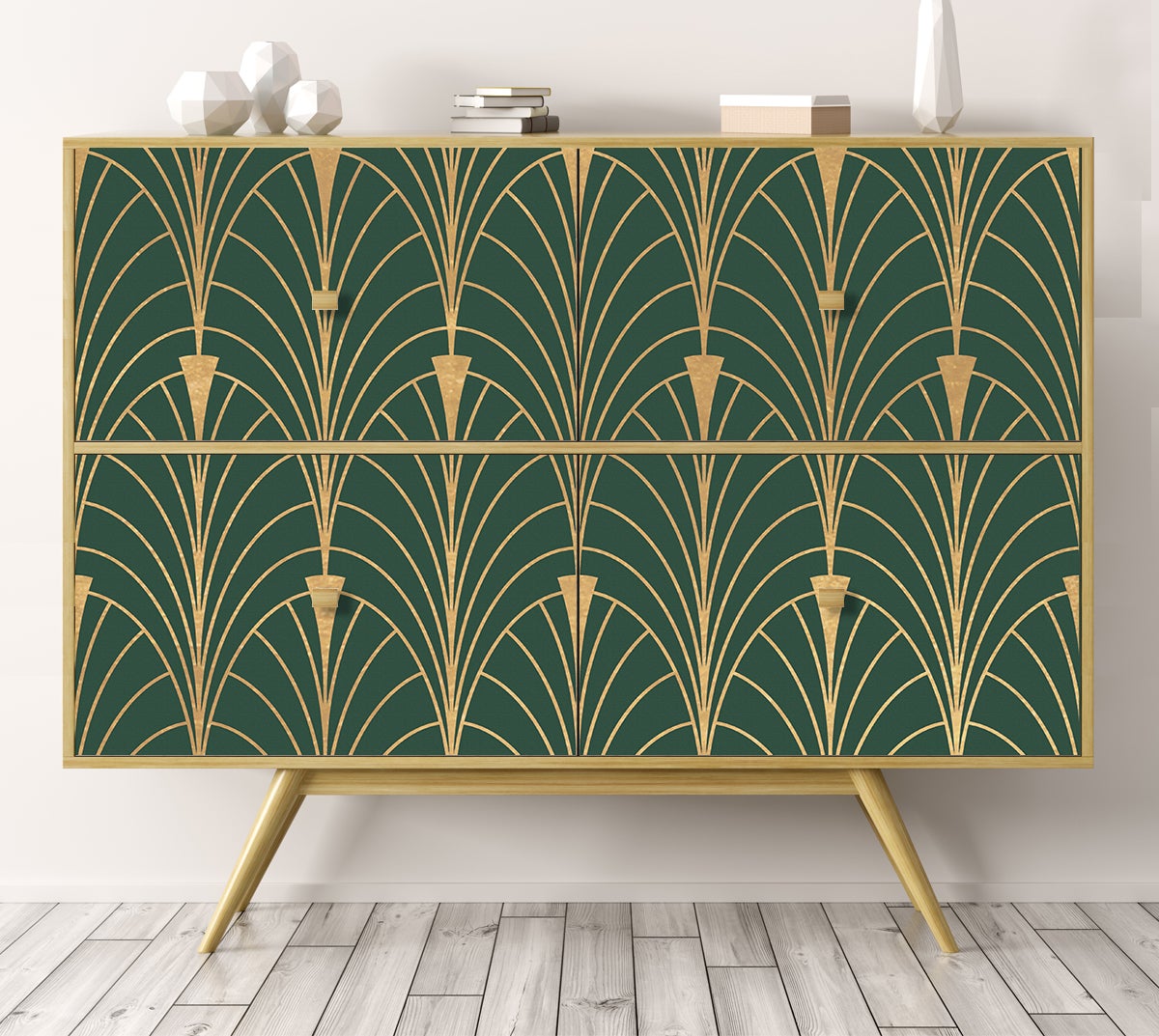 Rollo sticker Art-decó in green and gold 2 65x100 cm | Leroy Merlin