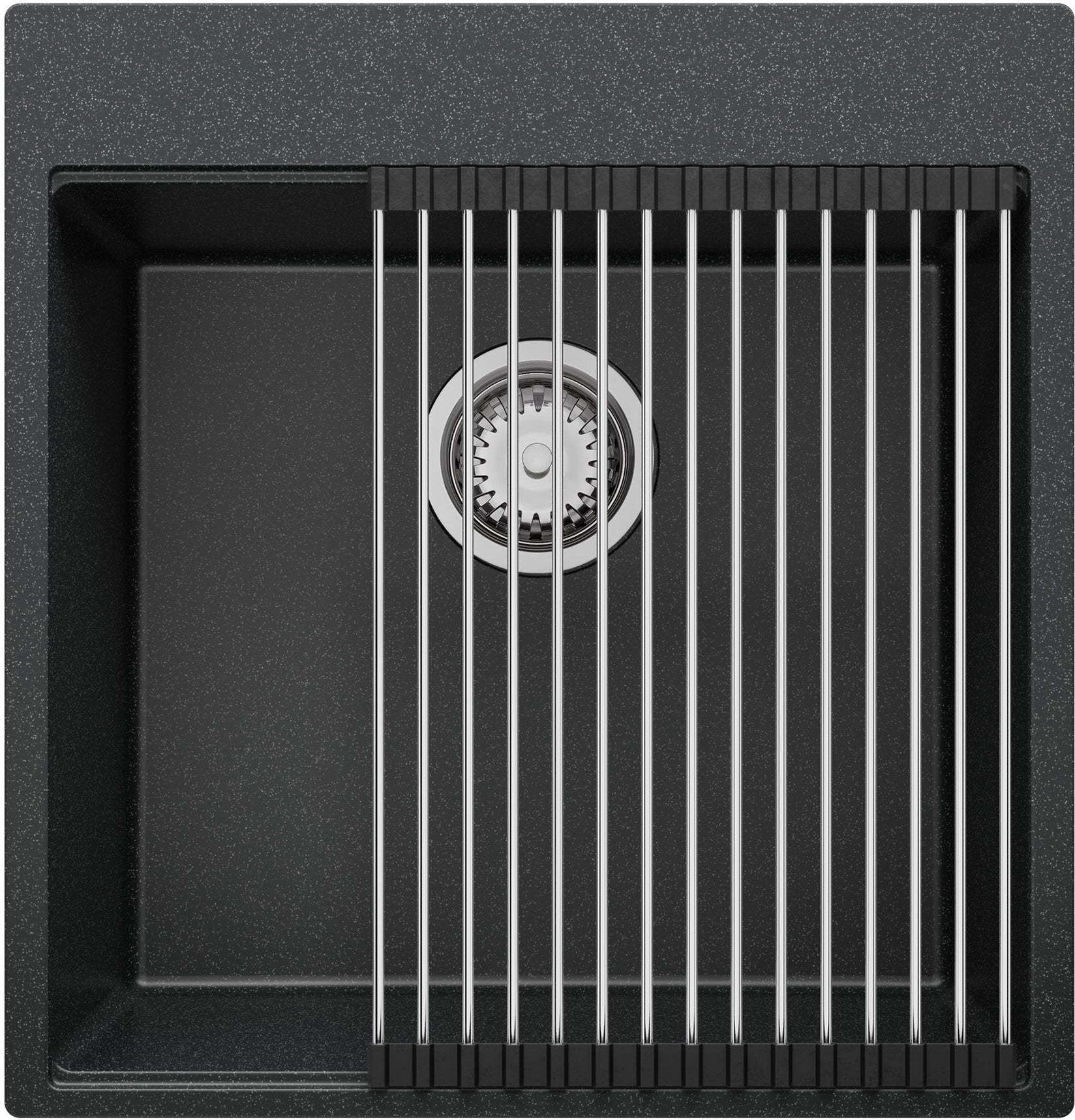 Evier Cuisine en Granit Graphite 48x50cm, Lavabo 1 bac + Kit de Vidage ...