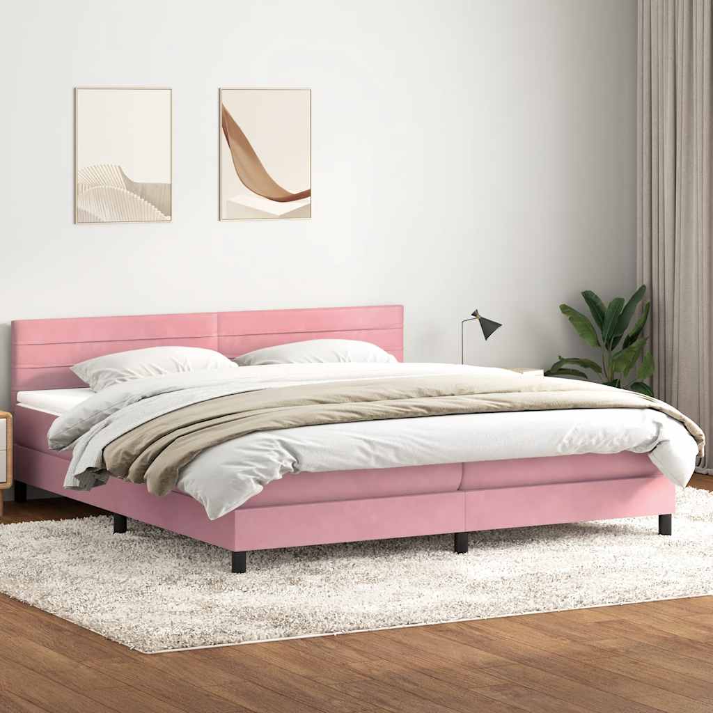 Maison Exclusive - Cama box spring con colchón terciopelo rosa 180x210 ...