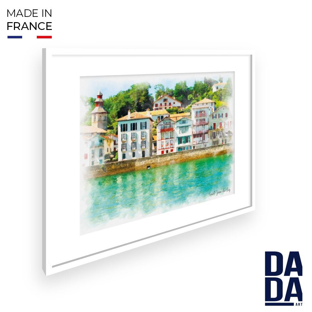 Image encadrée Côte de Saint-jean-de-luz / 50x70 cm / Cadre Blanc ...