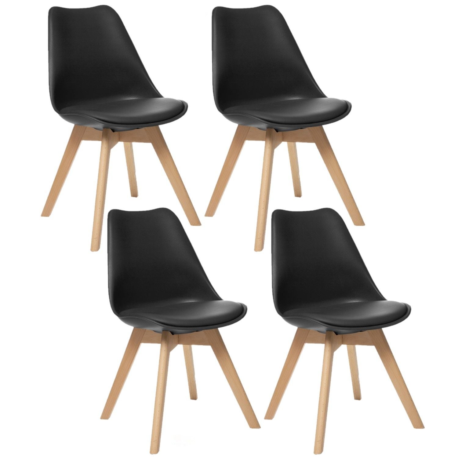 Lot de 4 Chaises design scandinave Baya - Noir | Leroy Merlin